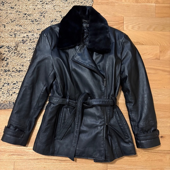 Fairweather | Jackets & Coats | Genuine Leather Lined Belted Faux Fir ...